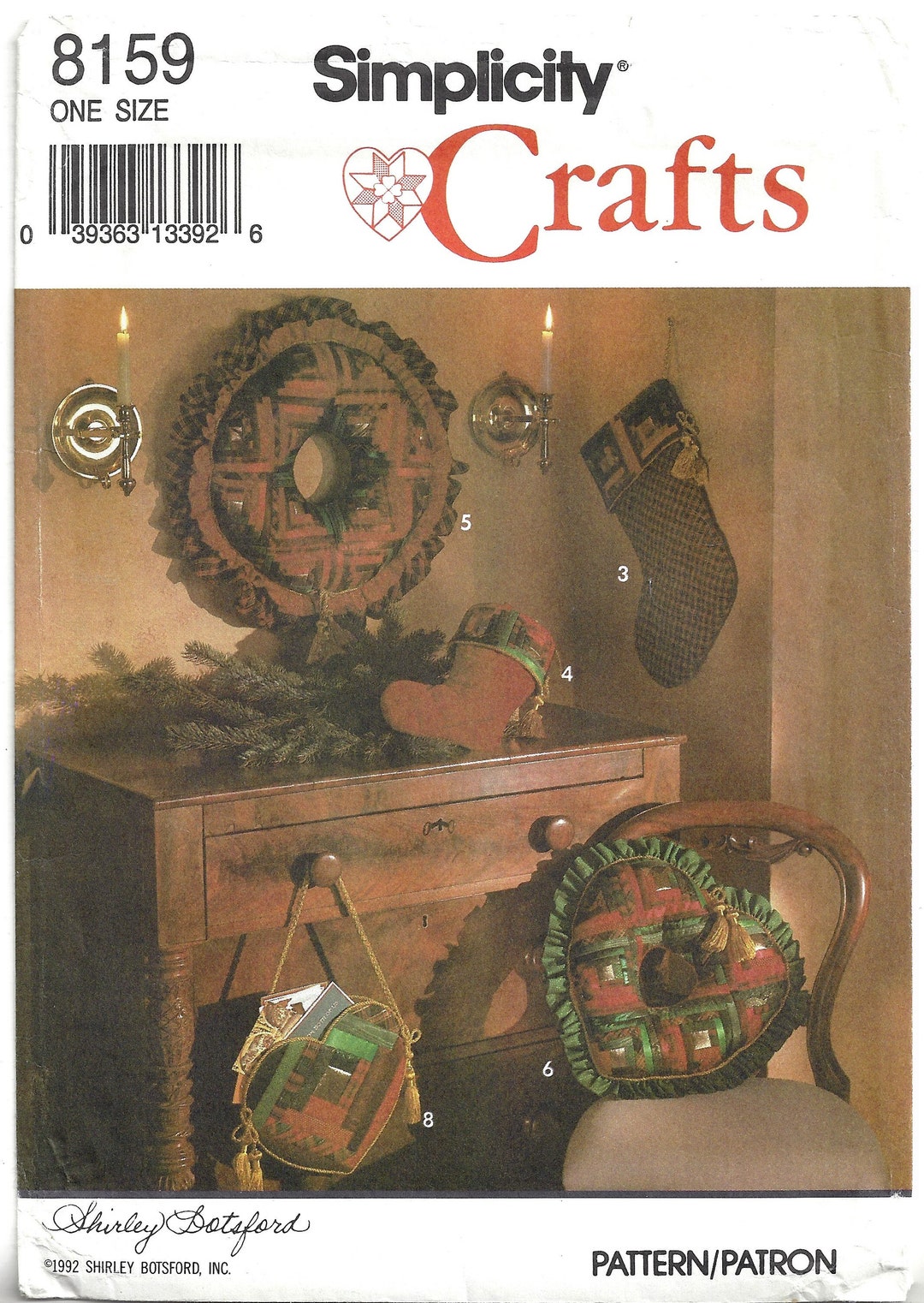 Simplicity 8159 Sewing Pattern for Log Cabin Chrismas Package Stocking ...