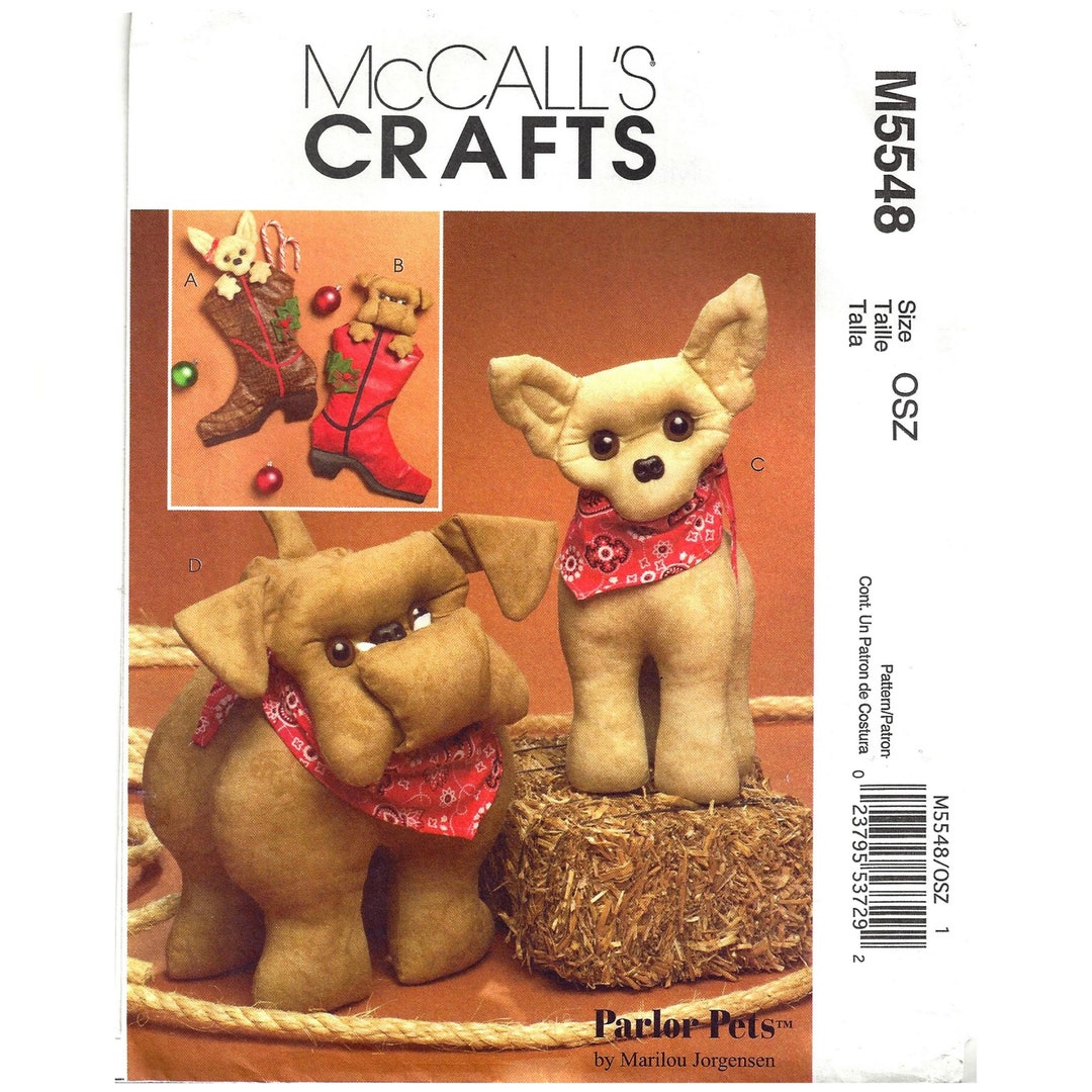 Mccalls M5548 Sewing Pattern for Parlor Pets Pet Stockings and Stuffed ...