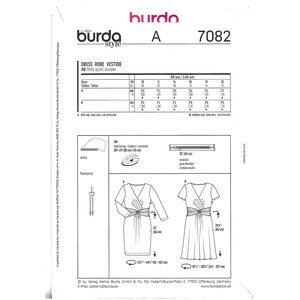 Burda 7082 Sewing Pattern for Misses Surplice Bodice Knit Dress With ...