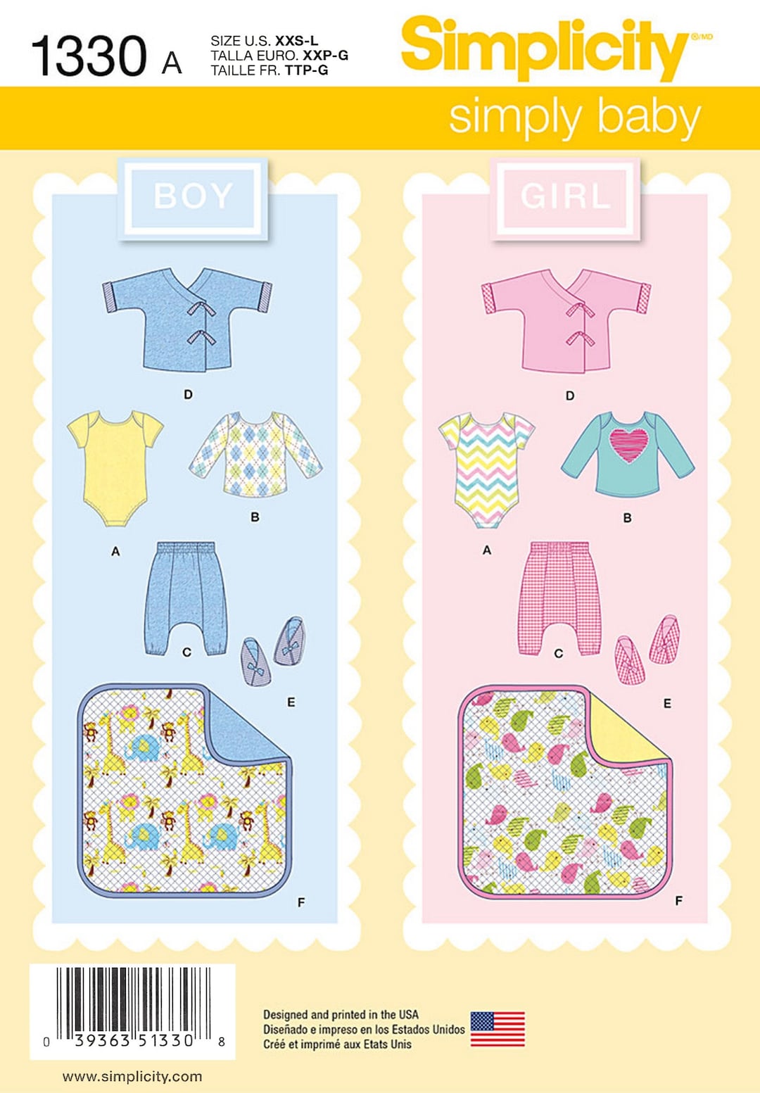 Simplicity 1330 Sewing Pattern Babies Pants Jacket Booties Blanket Knit ...