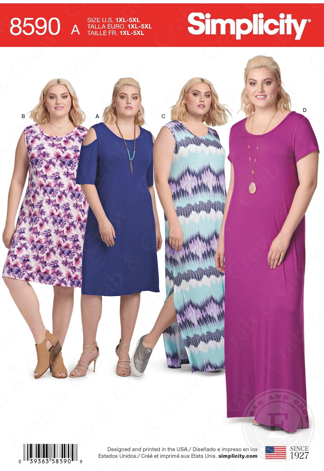 Simplicity 8590 Sewing Pattern Womens Plus Size Knit Dresses With ...