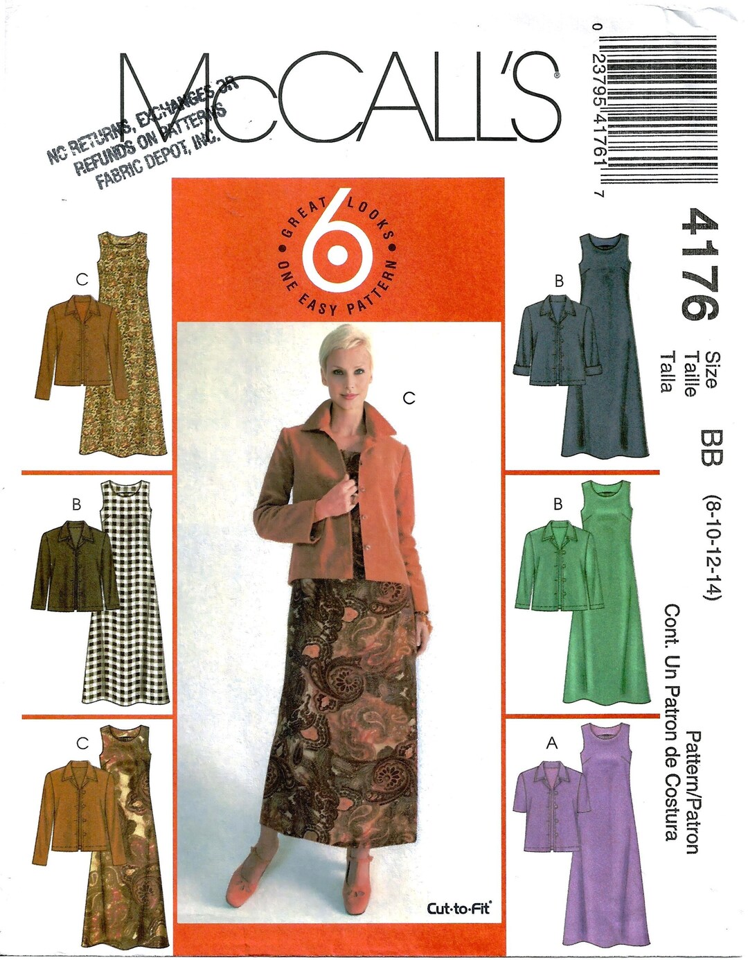 Mccalls 4176 Sewing Pattern Misses Unlined Jackets and Sleeveless Dress ...