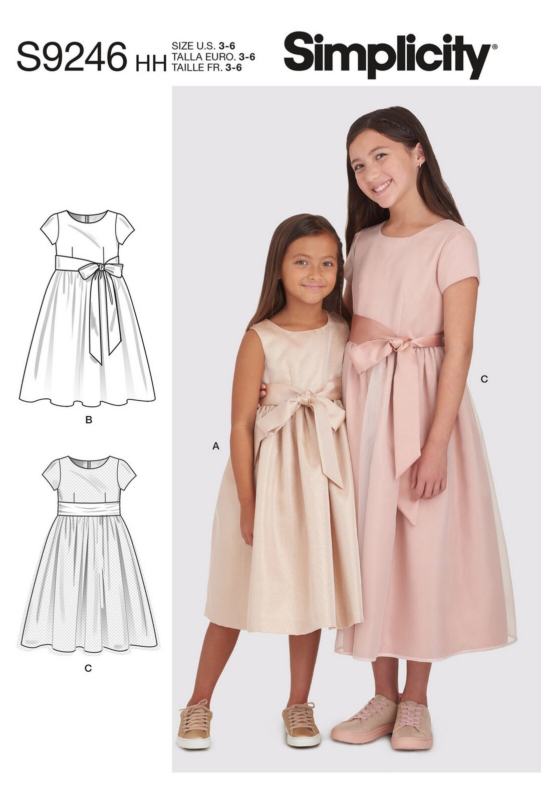 Simplicity S9246 Sewing Pattern Childrens Gathered Waist Dresses With ...