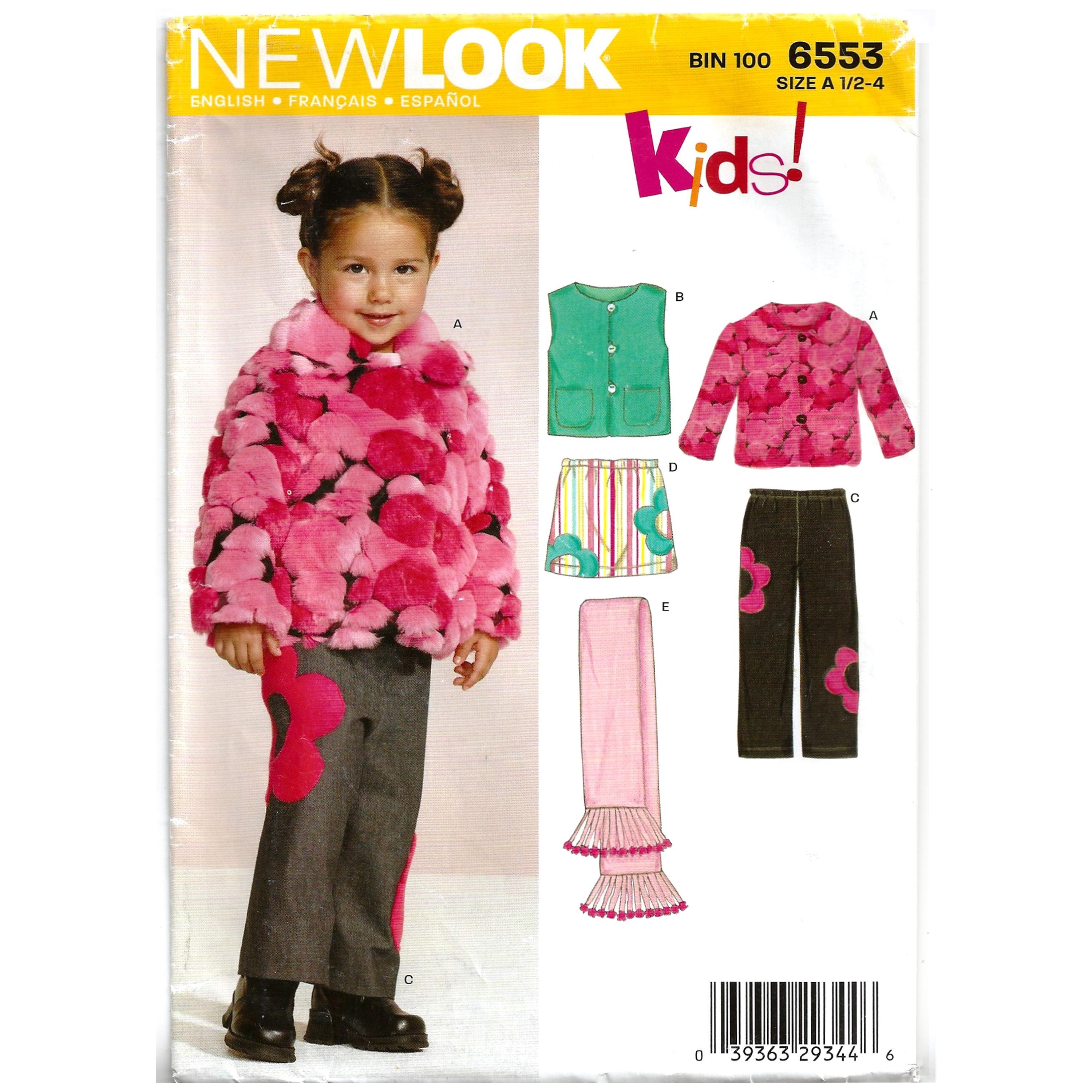 New Look 6553 Sewing Pattern for Toddlers Skirt Scarf Pants Lined ...