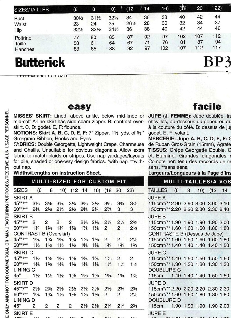 Butterick BP373 Sewing Pattern for Six Easy to Sew Skirts Sz 6-10 Uncut ...