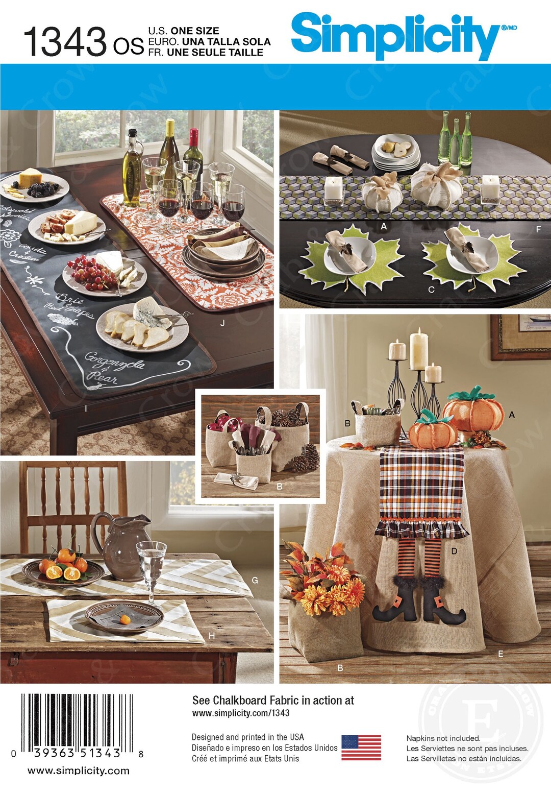Simplicity 1343 Sewing Pattern Autumn Table Accessories Stuffed ...
