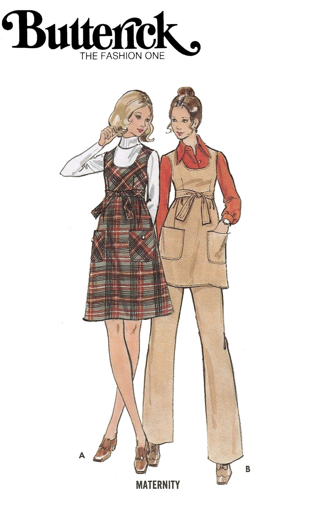 Butterick 6738 Sewing Pattern Misses Vintage 70s Maternity High Waist ...