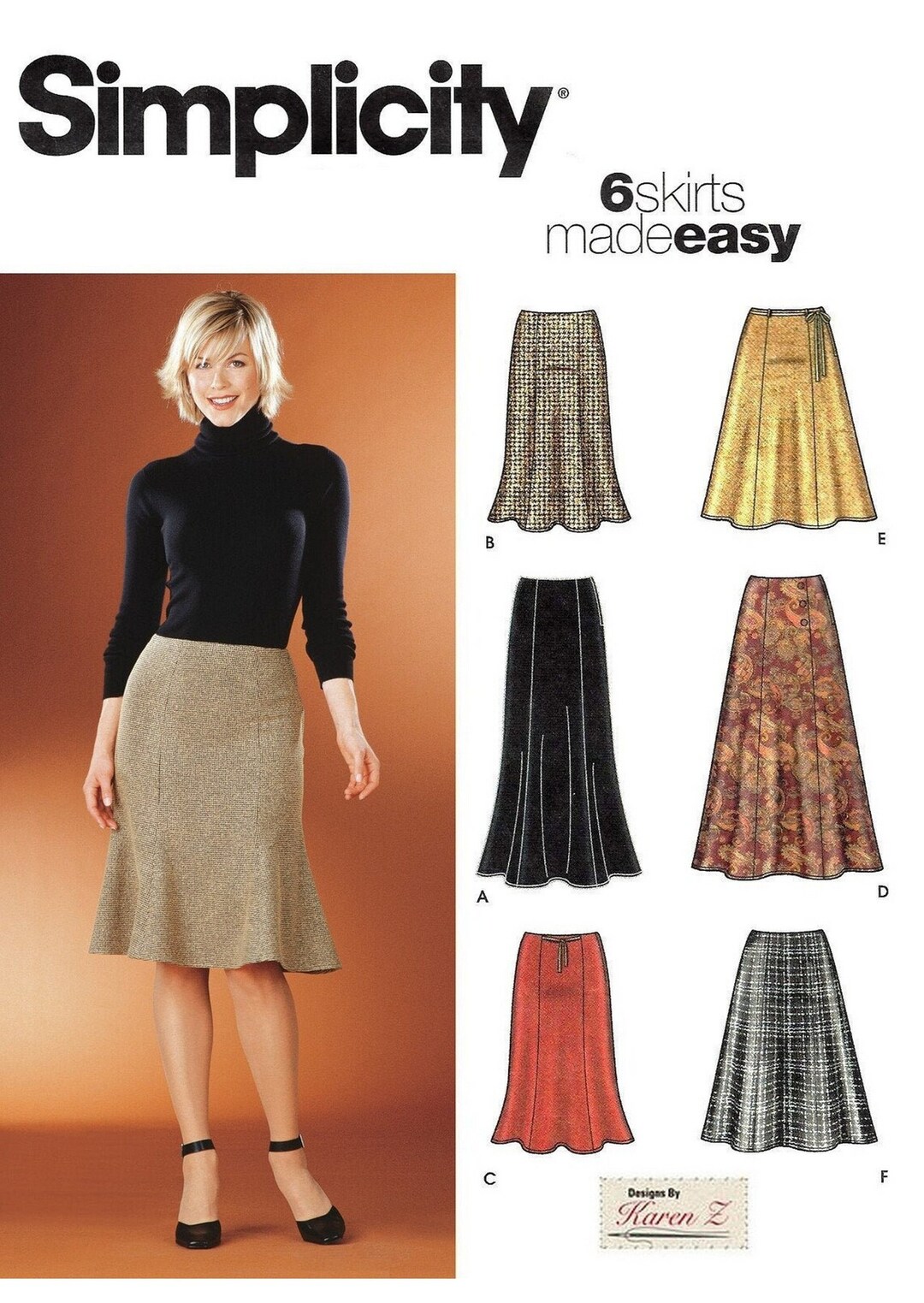 Simplicity 5914 Sewing Pattern Misses Contour Waist Skirts in Two ...