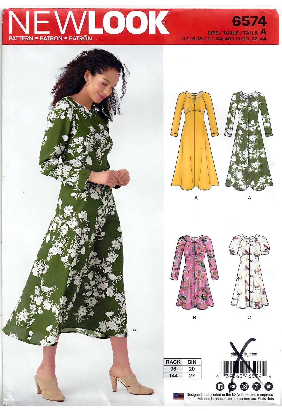 New Look 6574 Sewing Pattern for Misses Dress in Two Lengths With ...