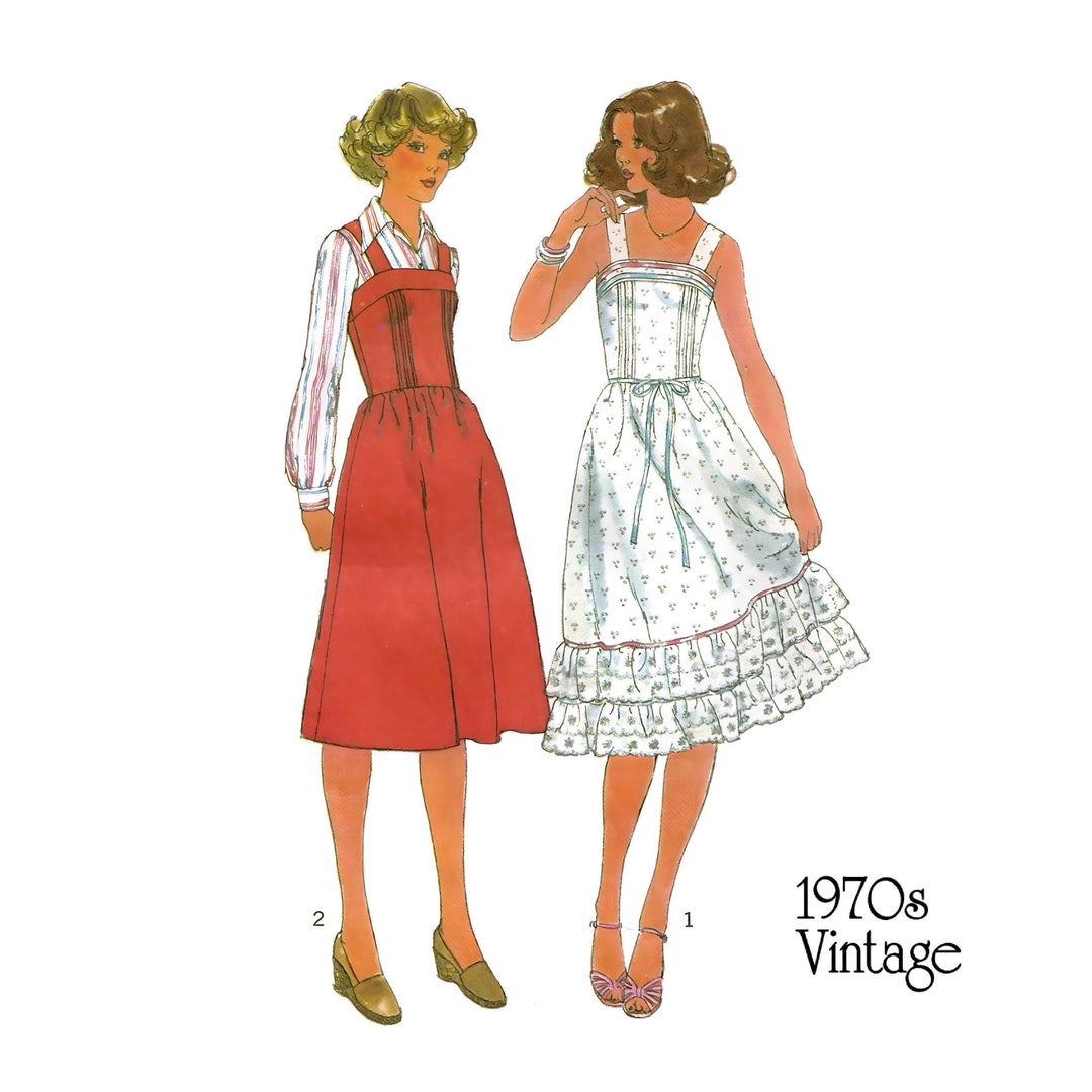 Simplicity 8049 Sewing Pattern Junior Teen Vintage 70s Dress or Jumper With Tucks and Hem ...