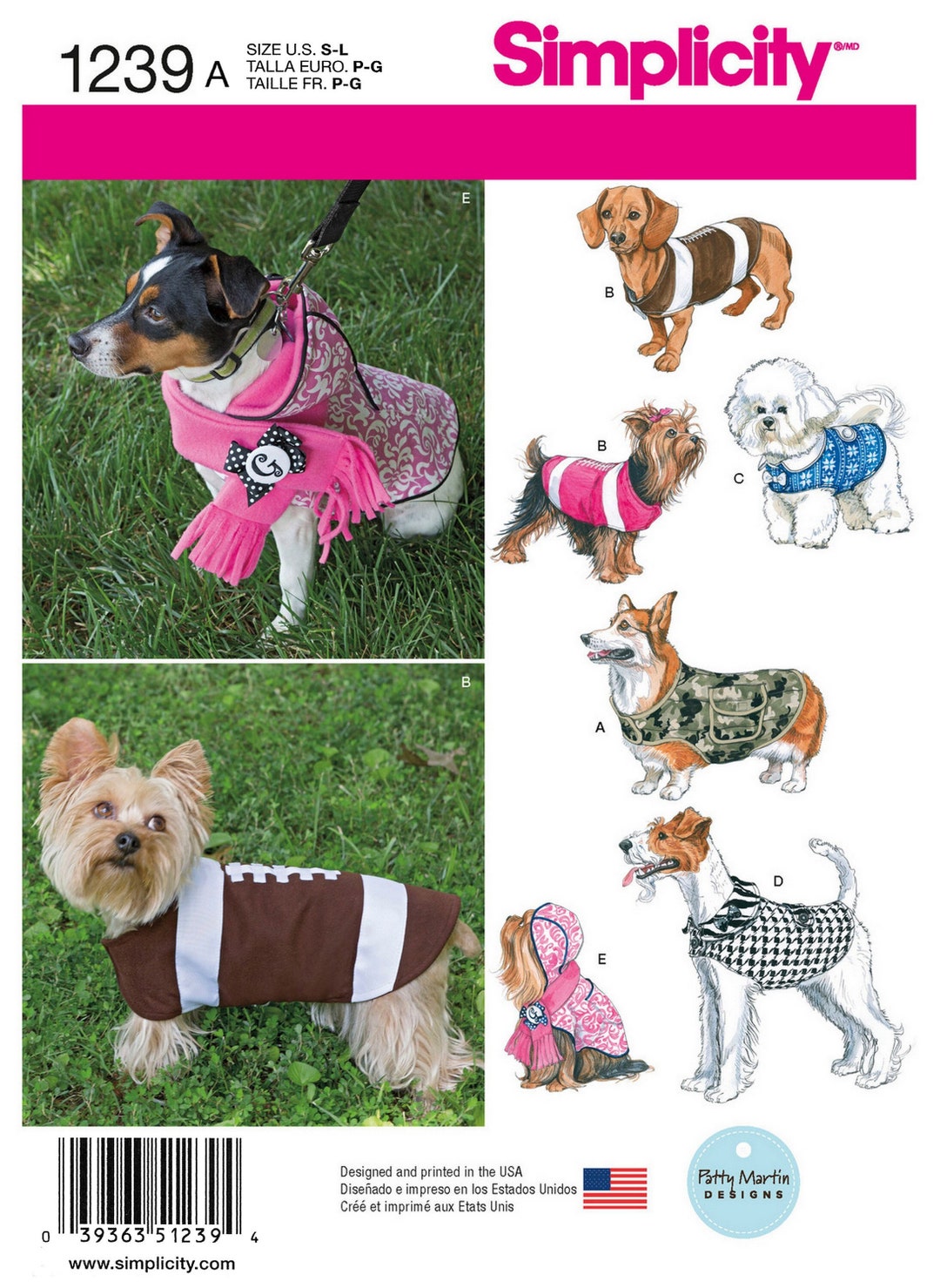 Simplicity 1239 Sewing Pattern for Dog Coats in Three Sizes Sz S-L Uncut - Etsy