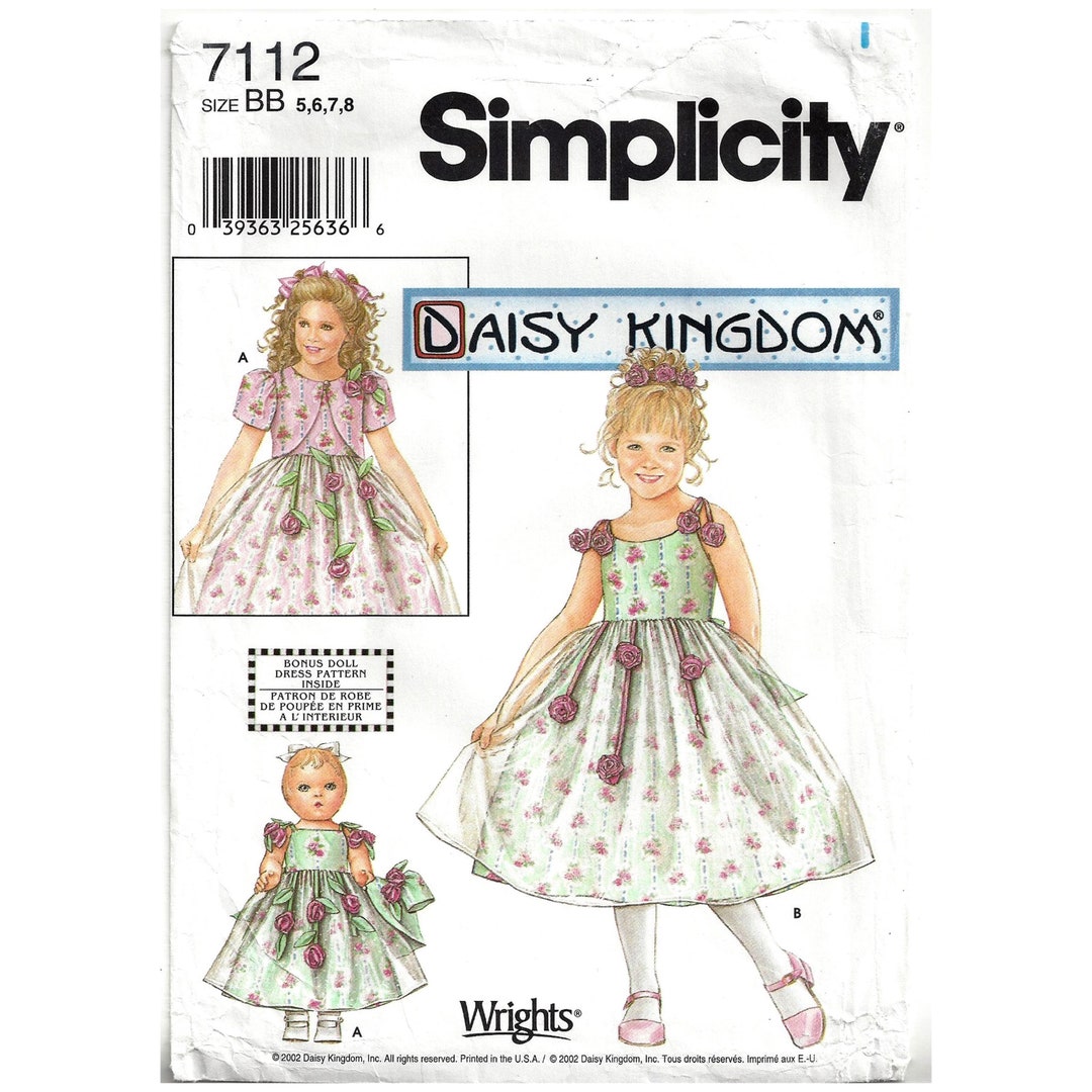 Simplicity 7112 Sewing Pattern Childs Dress and Jacket and Doll Clothes ...