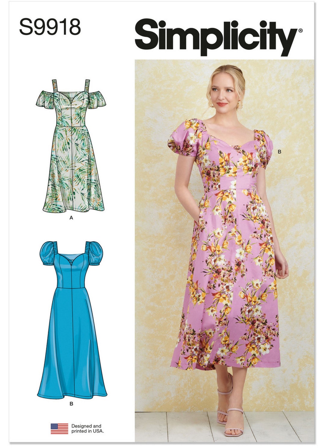 Simplicity S9918 Sewing Pattern Misses Sweetheart Neckline Dress With ...