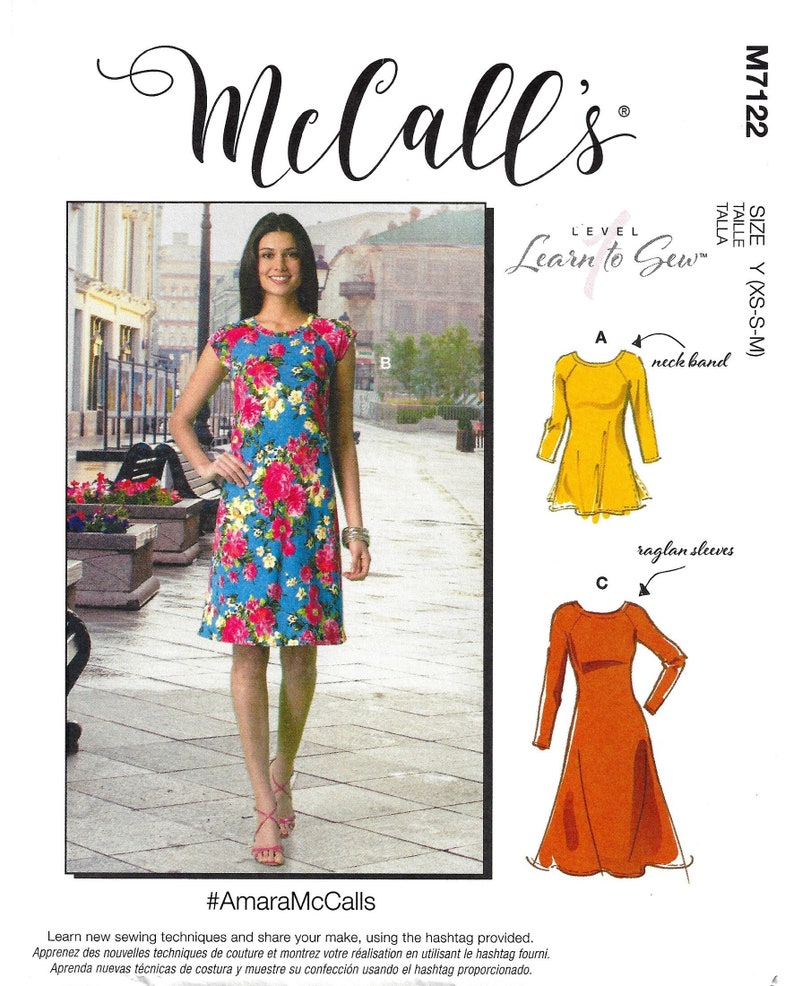 Mccalls M7122 Sewing Pattern Misses Raglan Tunic Dresses and - Etsy