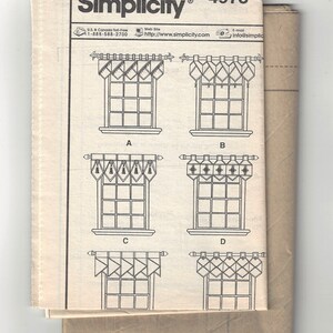 Simplicity 4973 Sewing Pattern and Instructions for Window Toppers With ...