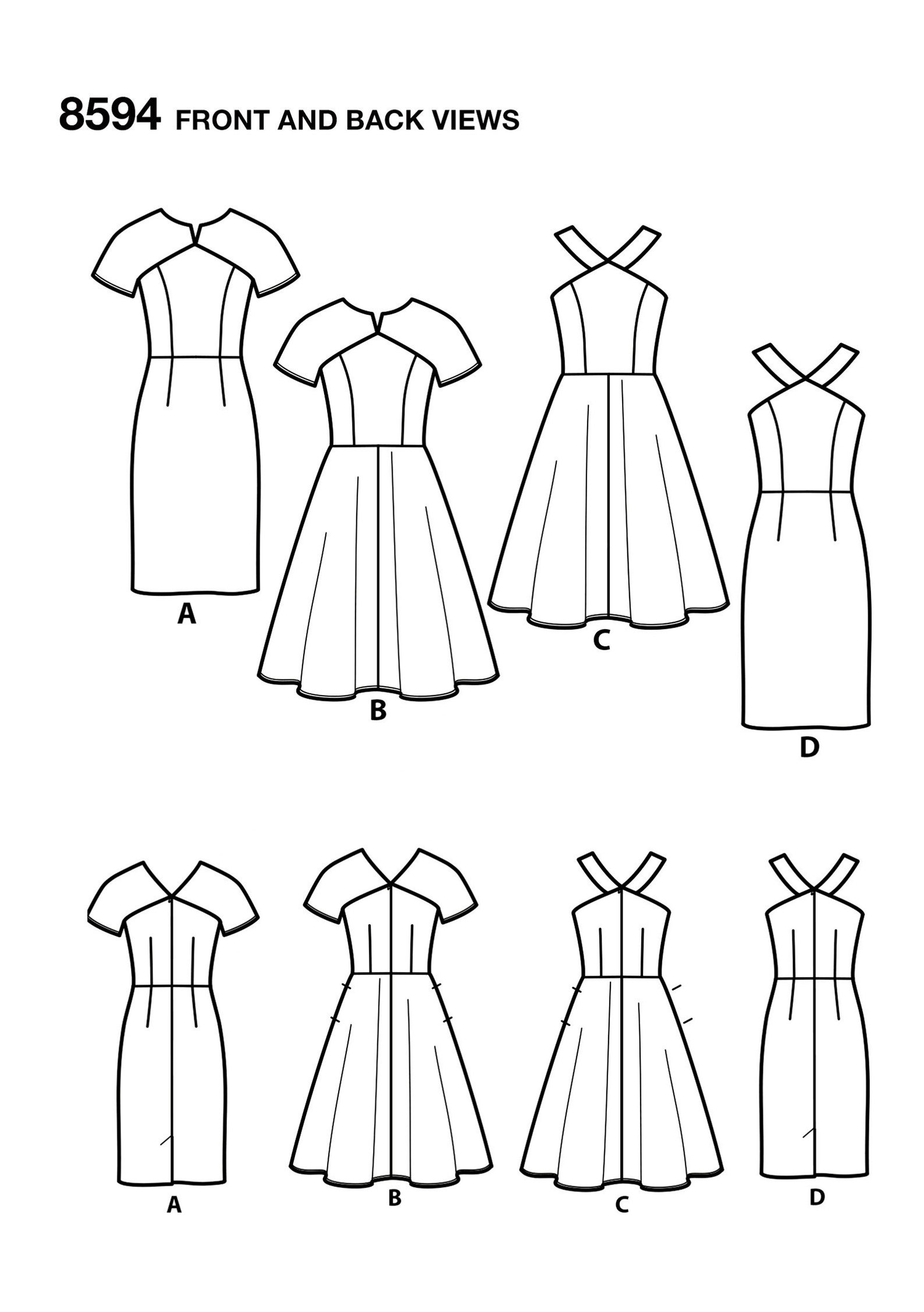 Simplicity 8594 Sewing Pattern Misses Slim or Flared Dresses - Etsy