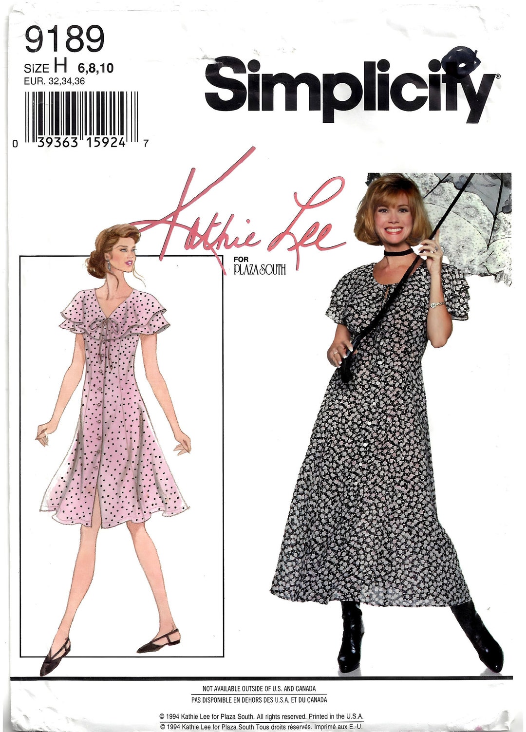 Simplicity 9189 Sewing Pattern Misses Vintage 90s Fit and Flared Double ...