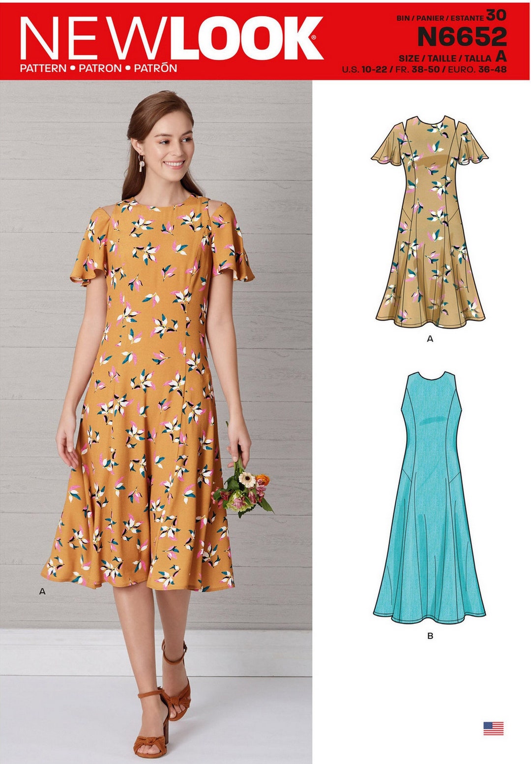 New Look N6652 Sewing Pattern for Misses Fit and Flared Dress With ...