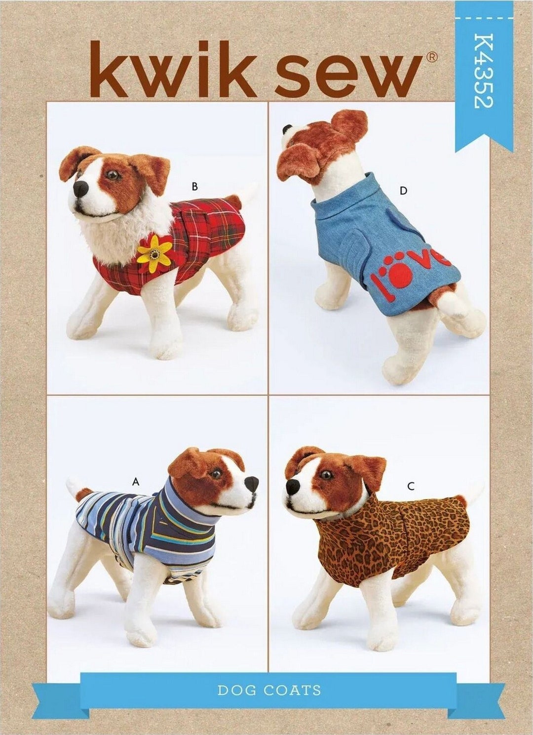 Kwik Sew K4352 Sewing Pattern for Four Lined Dog Coats XS-XL Uncut - Etsy