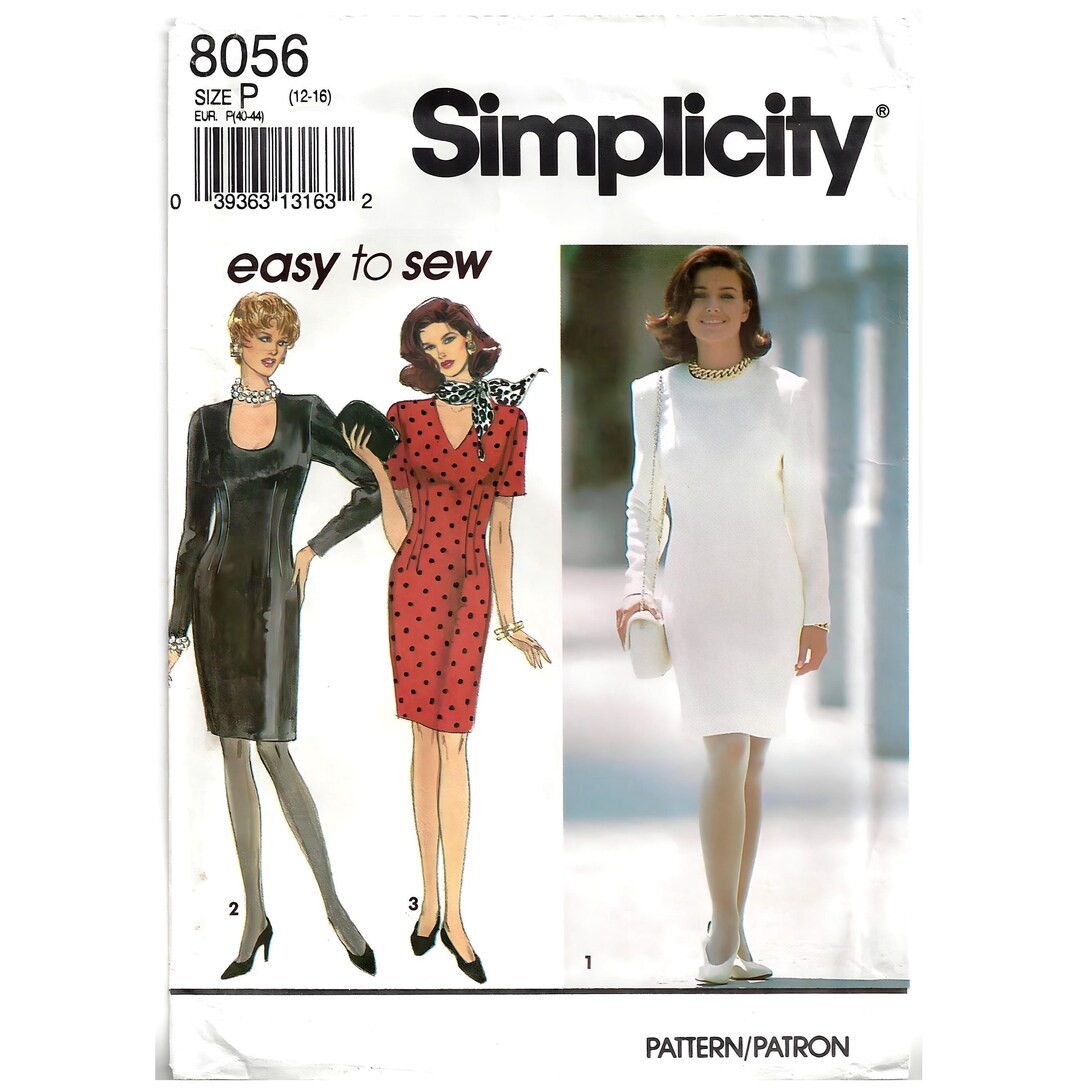 Simplicity 8056 Sewing Pattern Misses Easy to Sew Dress With Neckline ...