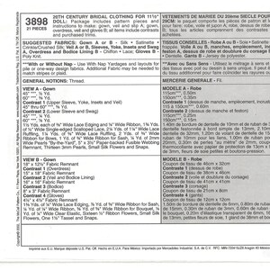 Mccalls 3898 Sewing Pattern for 11 1/2" Doll Bridal Clothing Wedding ...