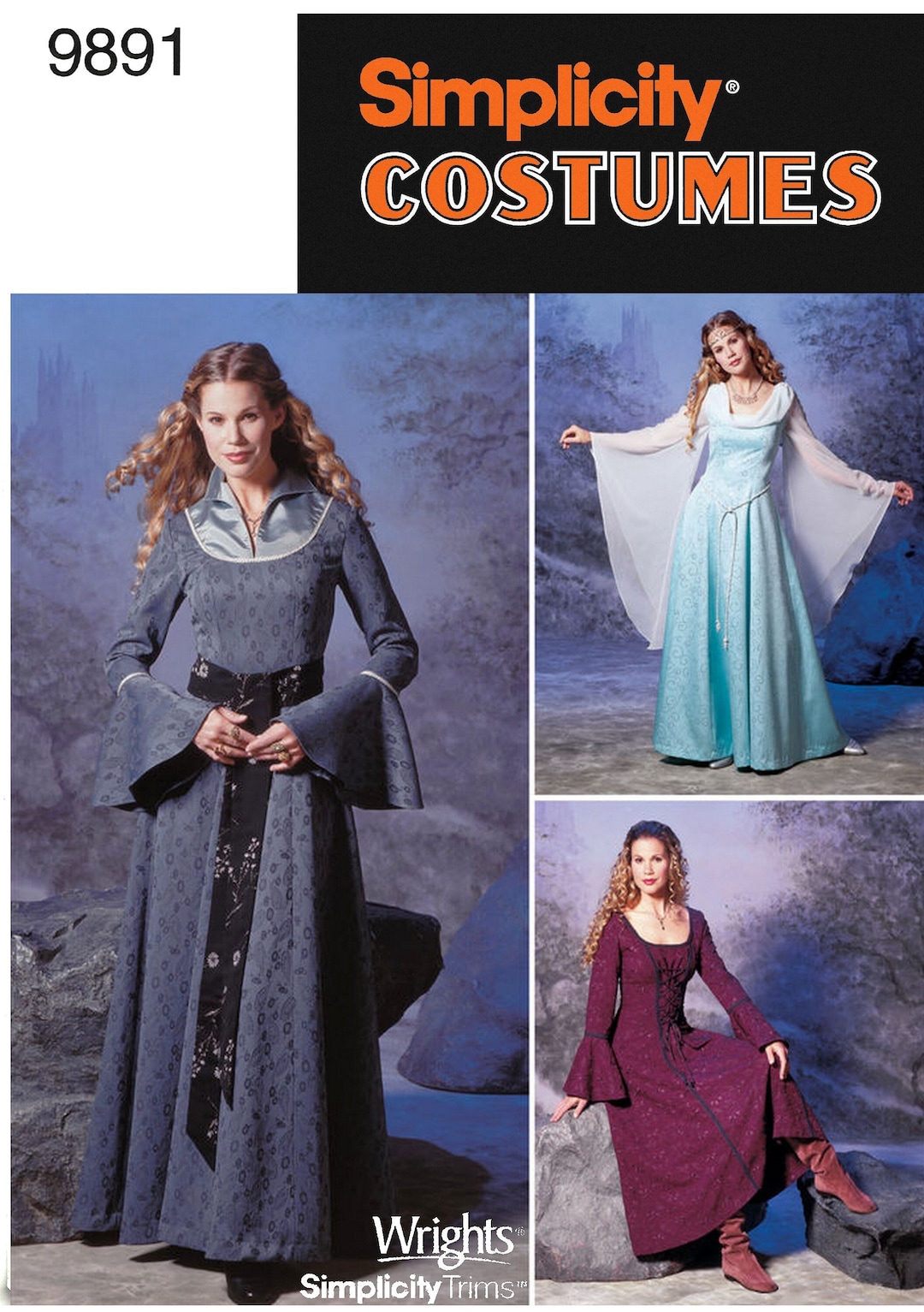 Simplicity 9891 Sewing Pattern Misses Long Gown Halloween Costume ...