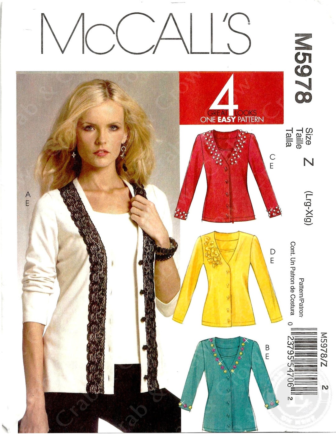 Mccall's M5978 Sewing Pattern Misses Knit Cardigans and - Etsy