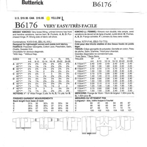 Butterick B6176 Sewing Pattern for Misses Open Front Kimono | Etsy