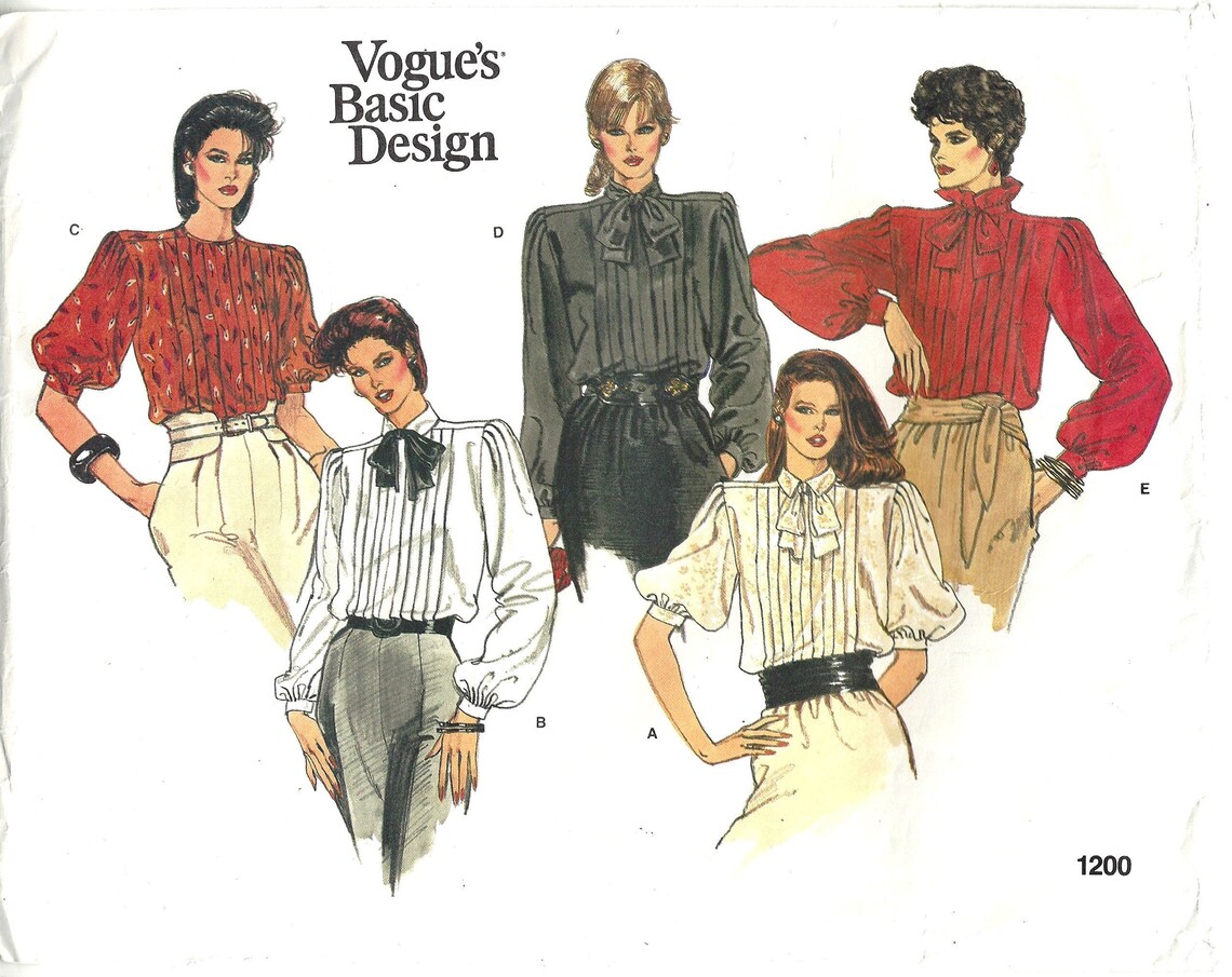 Vogue 1200 Sewing Pattern Vintage 80s Misses Loose Fitting | Etsy