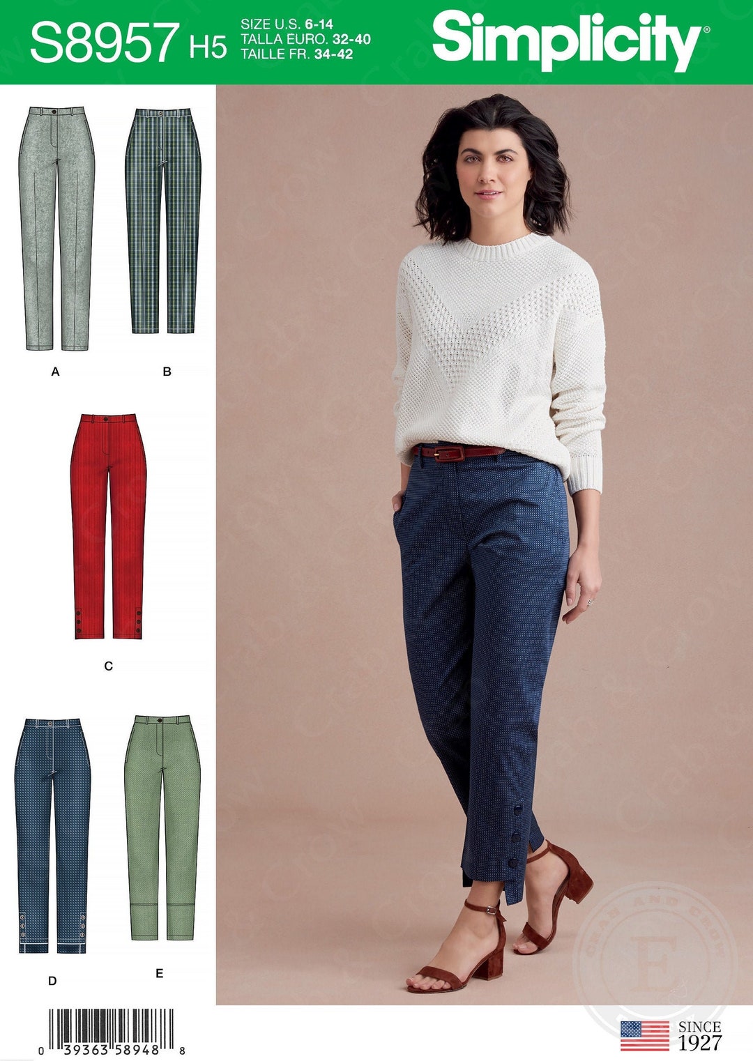 Simplicity S8957 Sewing Pattern Misses Slim Leg Pant With Variations Sz ...