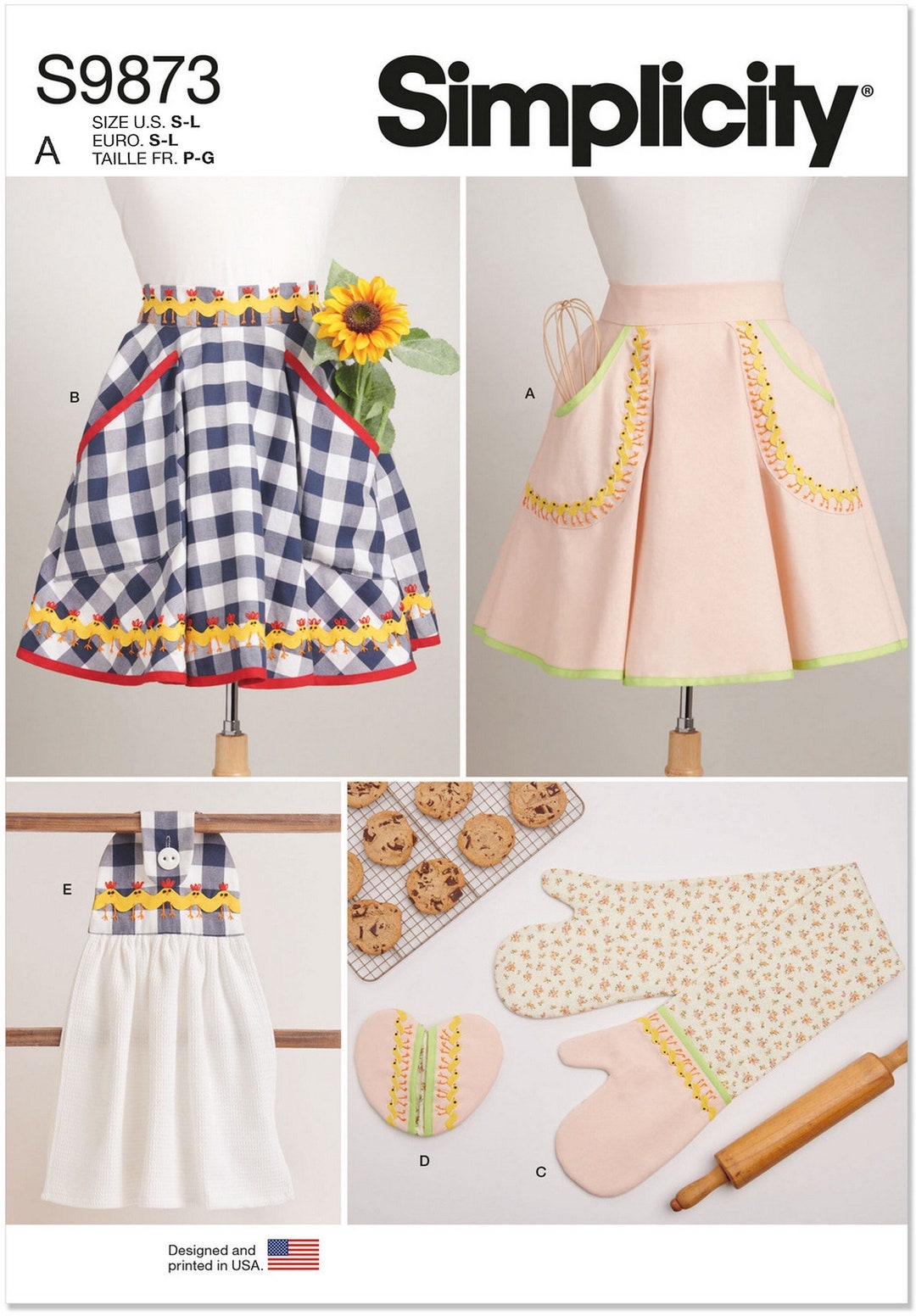 Simplicity S9873 Sewing Pattern Misses Apron and Kitchen Accessories ...