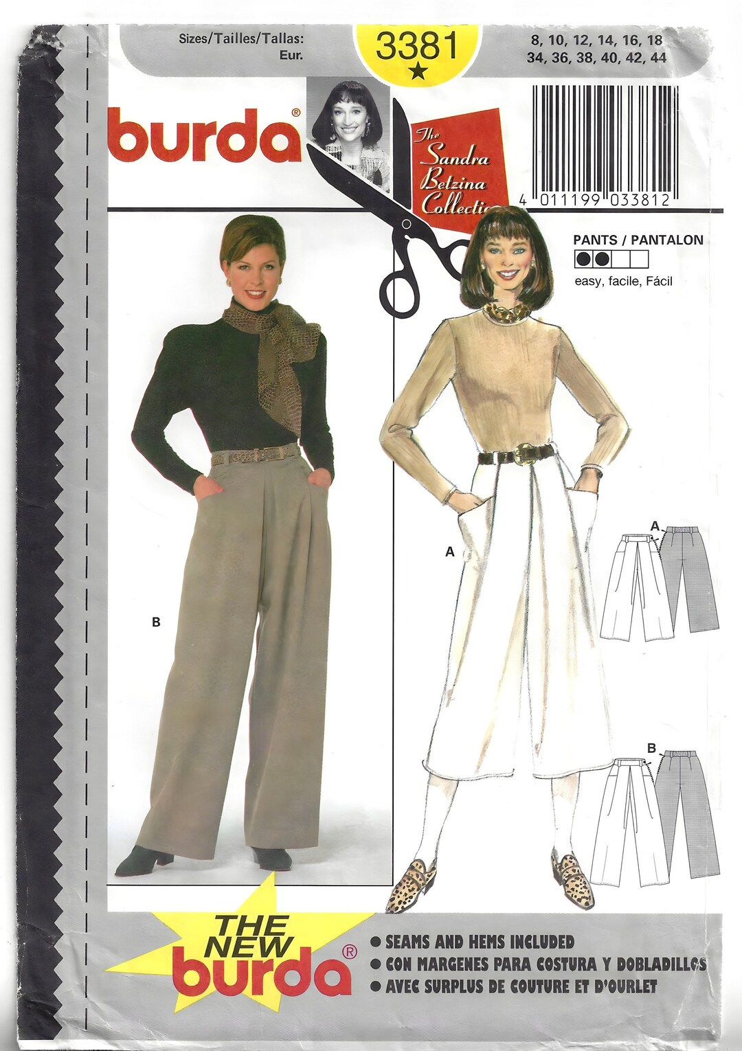 Burda 3381 Sewing Pattern for Misses Very Loose Fitting Pants Sandra ...
