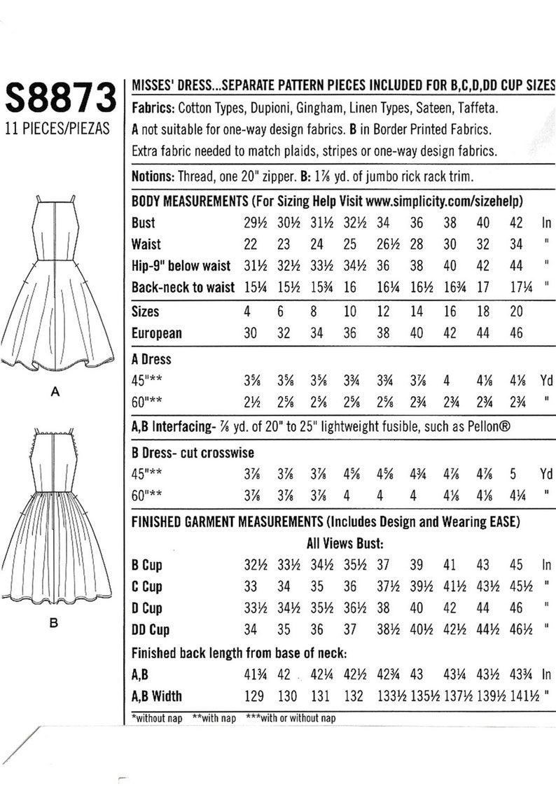 Simplicity S8873 Sewing Pattern Misses Sleeveless Tie Shoulder - Etsy