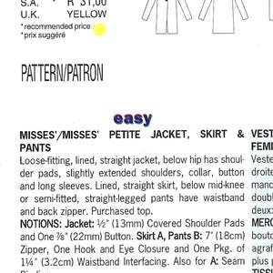 Butterick 6337 Sewing Pattern Misses Easy Lined Below Hip Jacket ...