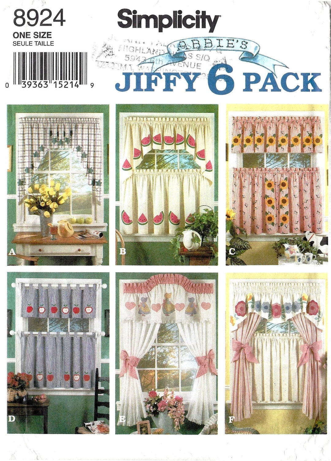 Simplicity 8924 Sewing Pattern and Instructions for Appliqued Window ...