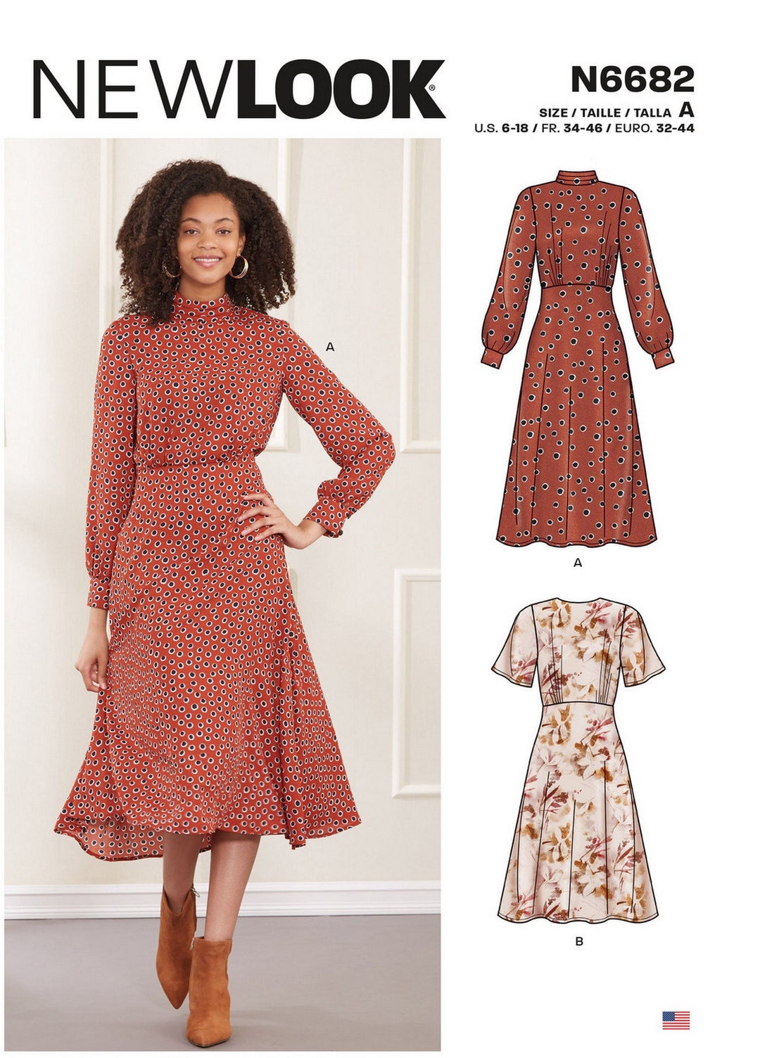 New Look N6682 Sewing Pattern for Misses Shaped Waist Gathered Bodice ...