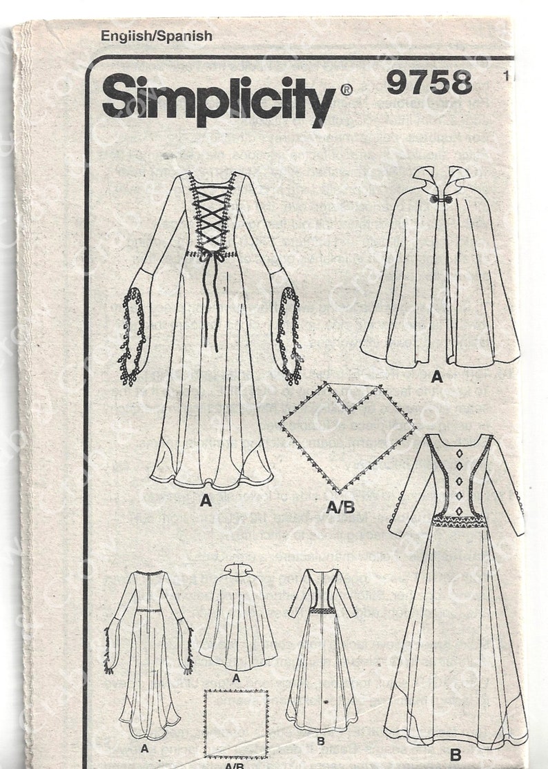 Simplicity 9758 Sewing Pattern Misses Surcote Cotehardie Dress - Etsy