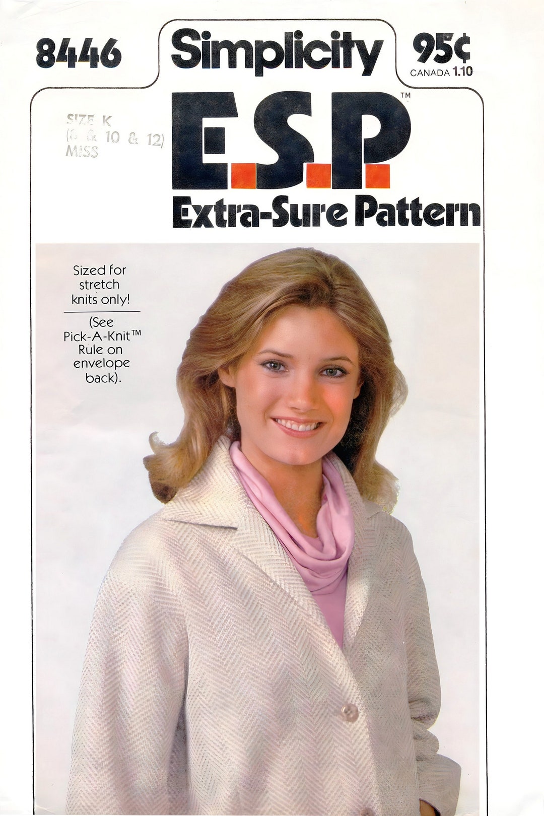 Simplicity 8446 Sewing Pattern Misses Vintage 70s Unlined Knit Jacket ...