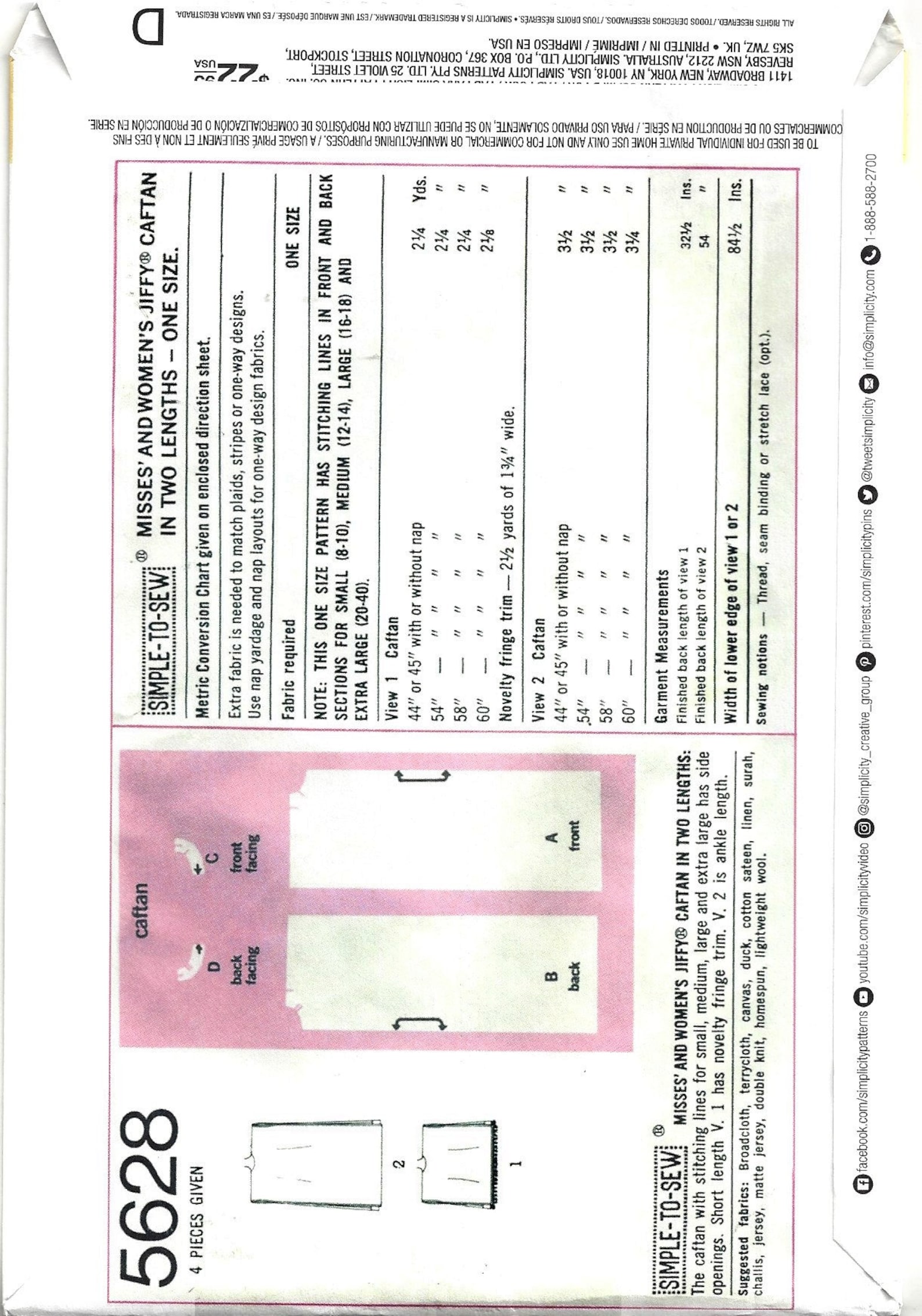 Simplicity 5628 Sewing Pattern Misses Vintage 70s Reproduction - Etsy