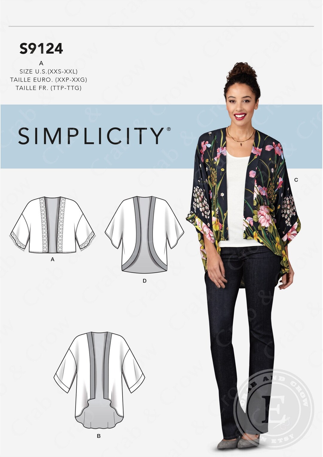 Simplicity S9124 Sewing Pattern Misses Kimono Jacket Open Front ...