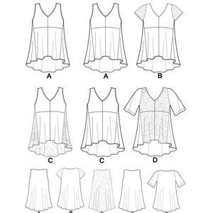 Simplicity 1107 Sewing Pattern Misses Hi Lo Tops With Fabric and Sleeve ...