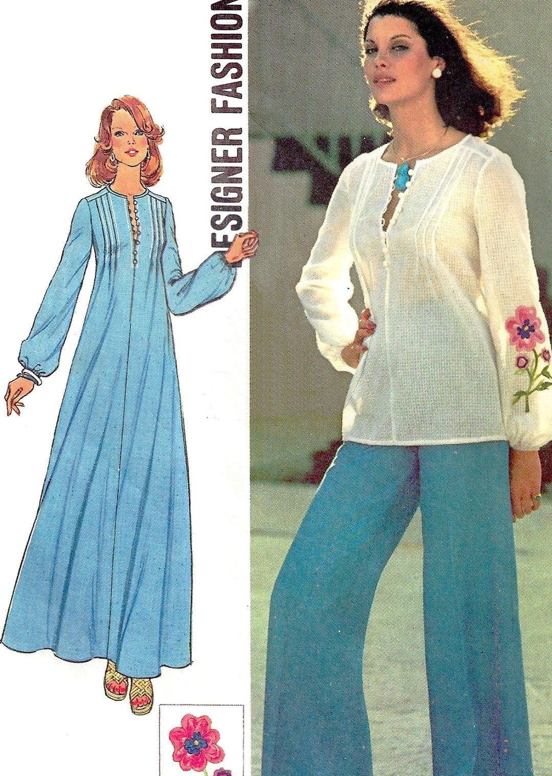 Simplicity 6927 Sewing Pattern Misses Vintage 70s Caftan or Top Wide ...
