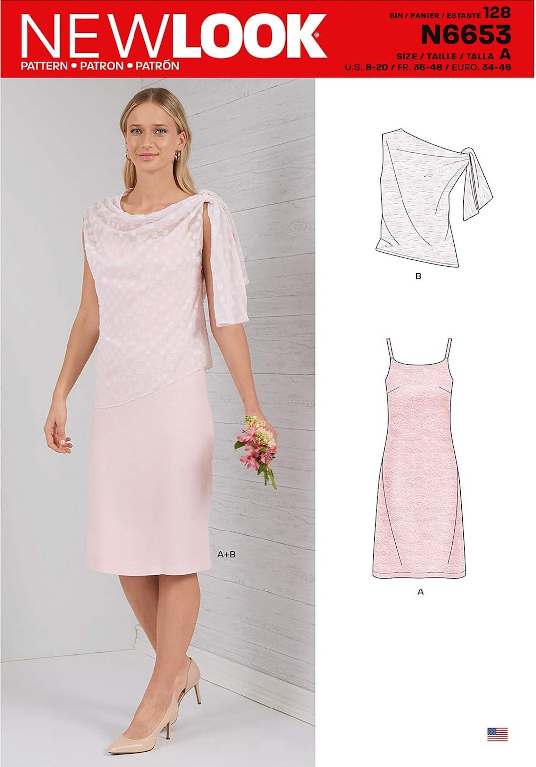 New Look N6653 Sewing Pattern for Misses Dress With Shoulder Tie Topper ...