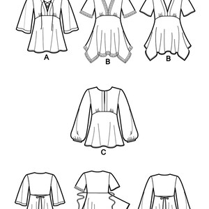 New Look 6452 Sewing Pattern Misses Easy Pullover Vneck Tops With ...