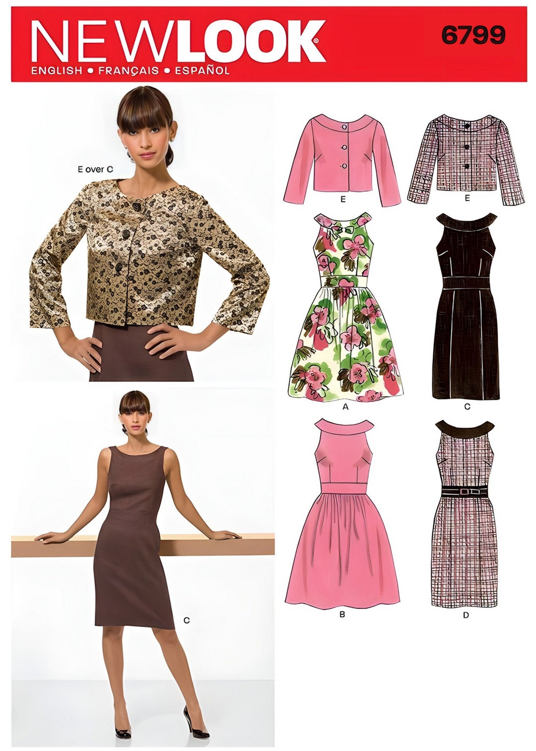 New Look 6799 Sewing Pattern for Misses Collarless Jacket and ...