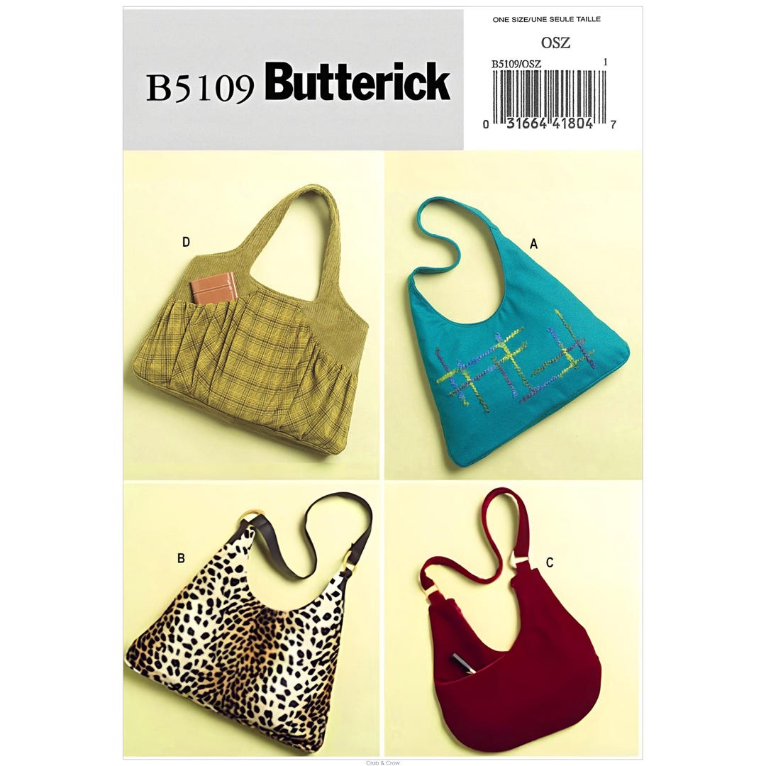 Butterick B5109 Sewing Pattern for Set of Lined Large Bags With Inside ...