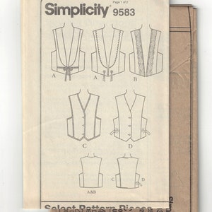 Simplicity 9583 Sewing Pattern Misses Vintage 90s Set of Lined Vests Sz ...
