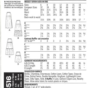 New Look 6516 Sewing Pattern Misses Easy Peasant Skirts in Two Lengths ...