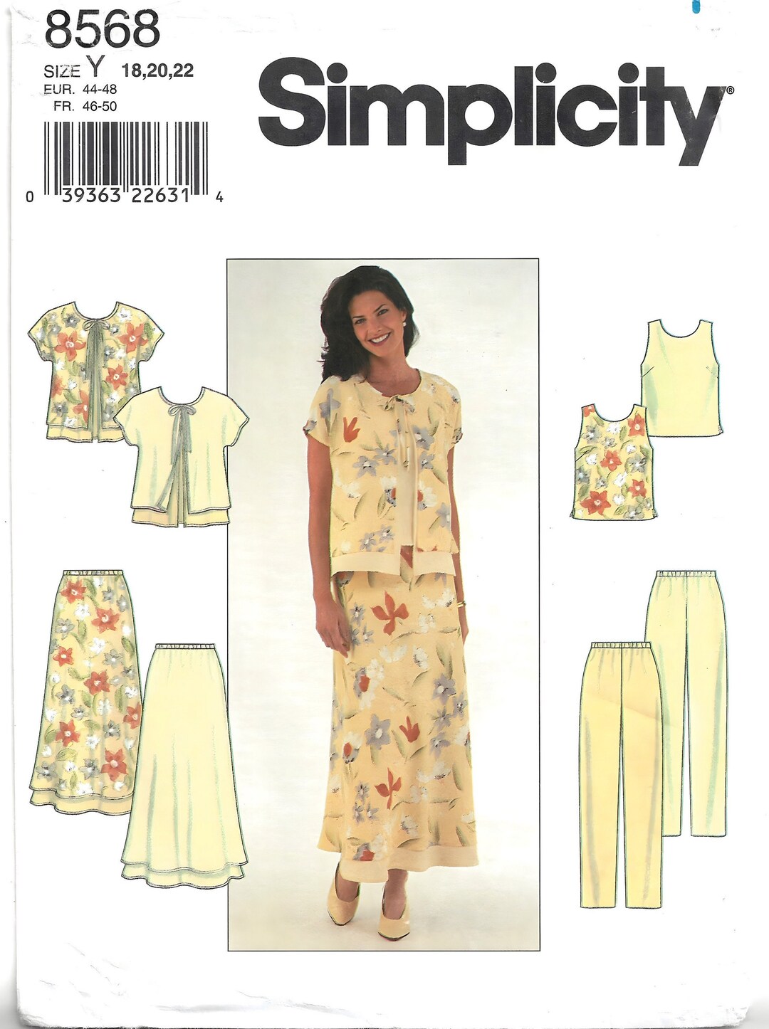 Simplicity 8568 Sewing Pattern Misses Kimono Sleeve Jacket Top Pull-on ...