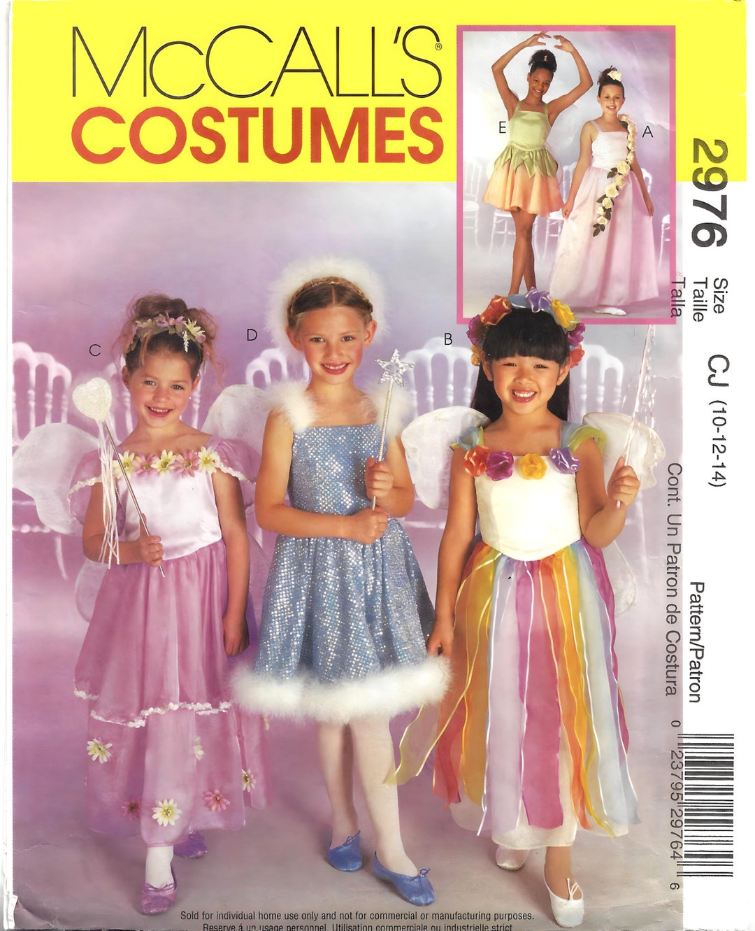 Mccalls 2976 Sewing Pattern for Girls Fairy Princess Costumes Sz 10-14 ...
